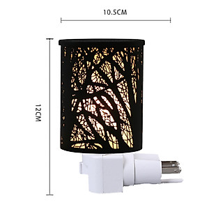 Metal Wax Melt Warmer Oil Burner Plug in, Electric Candle Wax Warmer Melter Essential Oil Fragrance Warmer with Tree Pattern, Night Light Aroma Lamp for Home Office Bedroom Gifts & Decor (Black)
