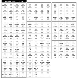 20 OZ Glass Food Storage Jars with 132 Pantry Labels Preprinted - 6 Pcs Thicken Glass Storage Containers with Airtight Bamboo Lid - Clear Kitchen Canister for Spice, Tea, Coffee, Sugar, Cookie, Candy