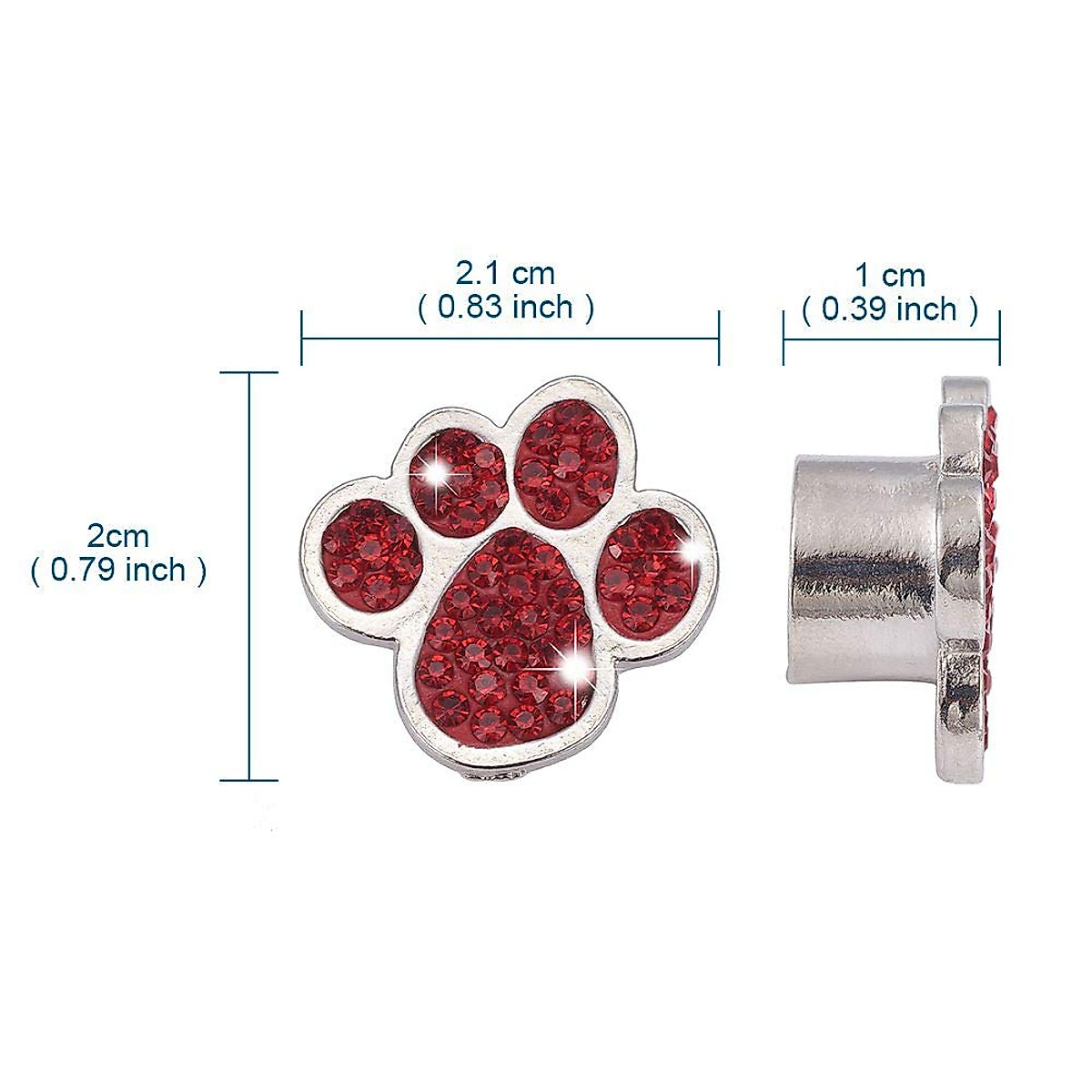 AuMoHall 4 Pack Crystal Paw Tire Valve Caps Bling Handmade Rhinestone Tire Valve Dust Caps Tire Rim Valve Stem Caps, Red