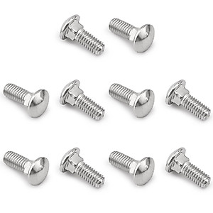 MroMax 10PCS Carriage Bolts M6x16mm Half Round Head Square Neck Bolt Fasteners 304 Stainless Steel Neck Carriage Bolt Silver Tone