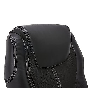 Serta Executive Office Padded Arms, Adjustable Ergonomic Gaming Desk Chair with Lumbar Support, Faux Leather and Mesh, Black