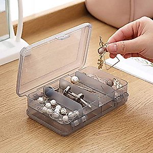 UUYYEO 2 Pcs Clear Plastic Double Layer Jewelry Boxes Organizer Storage Container for Earrings Necklaces Hair Clips Grey