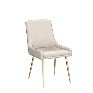 CangLong Mid-Century Velvet Upholstered Metal Legs for Kitchen, Dining, Living, Guest, Bed Room Side Chair, Set of 2, Beige