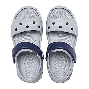 Crocs Kids' Crocband Sandals, Light Grey/Navy, 10 Toddler