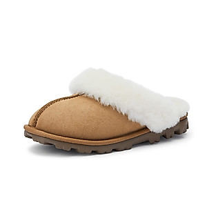 WaySoft Australian Sheepskin Women’s Slippers, 100% Shearling Wool, Hard Sole, Warm Fuzzy Indoor Outdoor