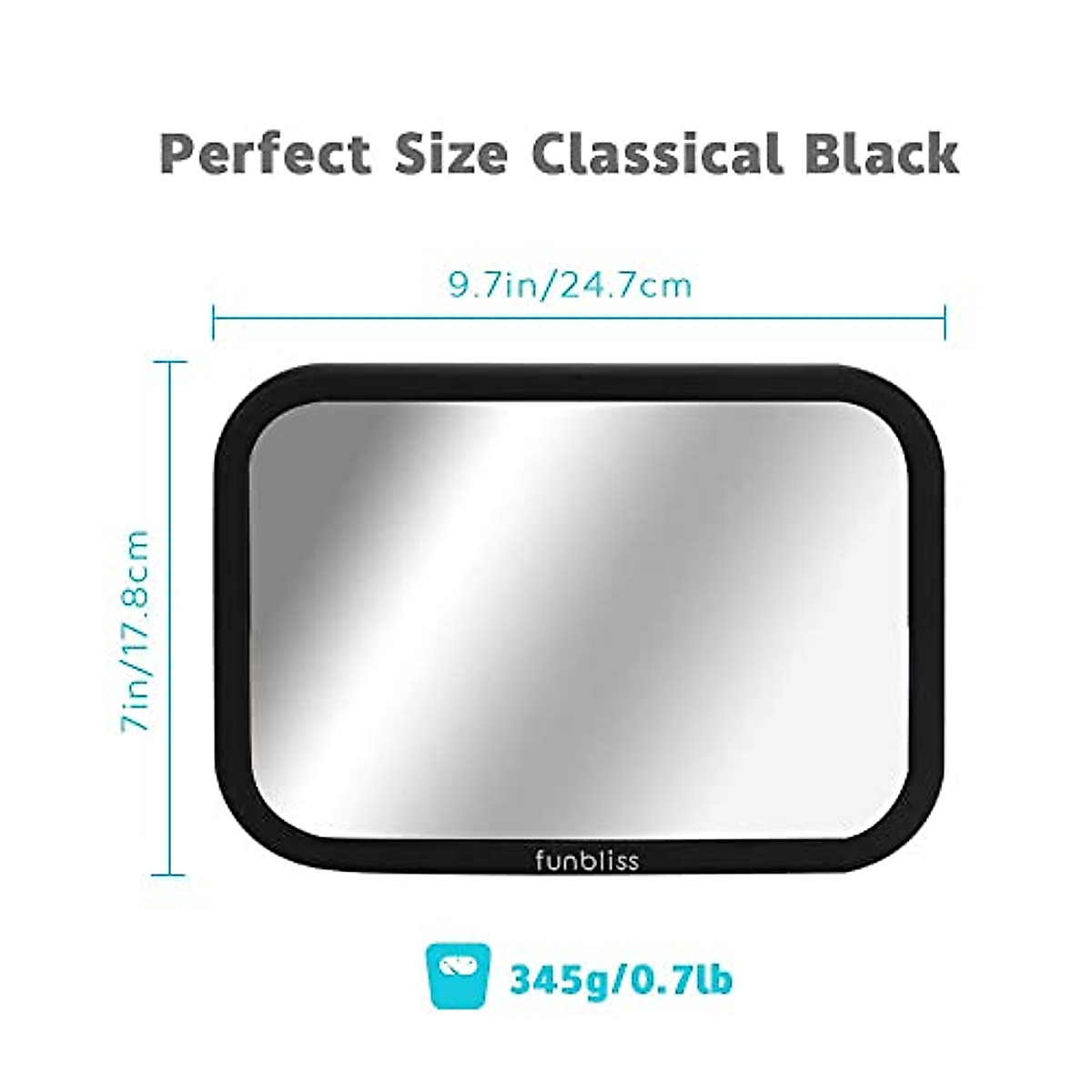 Funbliss Baby Car Mirror Safely Monitor Infant Child in Rear Facing Seat,Car Seat，See Children or Pets Backseat，Best Newborn Seat Accessories, Shatterproof