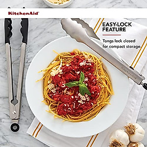 KitchenAid Universal Serving and Silicone Tipped Stainless Steel Kitchen Tongs, Set of 2