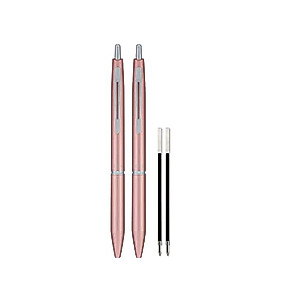 PILOT Acroball 1000 Ultra-Premium Ball Point Pen, 0.7 mm Fine Point, Black Ink, Rose Gold Barrel-2 Pens With 2 Bonus Reffills