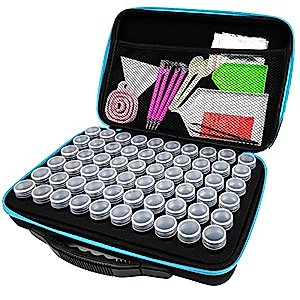 Diamond Painting Storage Containers, HengLiSam 60 Slots Diamond Painting Accessories, Shockproof Jars for Jewelry Beads Rings Charms Glitter Rhinestones