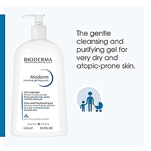 Bioderma - Atoderm - Intensive Gel Moussant - Ultra Rich Foaming Cleansing Gel - Anti-Itching - Body Wash for Very Dry to Atopic Sensitive Skin