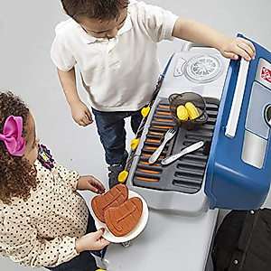 Step2 Sizzle & Smoke BBQ Grill Playset – Includes 15 Toy Grill Accessories, Interactive Features for Realistic Pretend Play – Indoor/Outdoor Kids Grill Playset