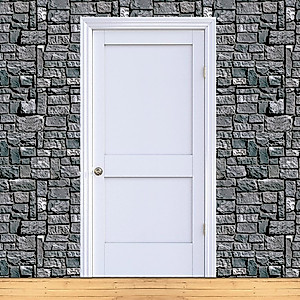 Beistle Brick Stone Wall Photography Backdrop Textured Look Photo Op Background for Weddings-Halloween Party Decorations, 4' x 30', Gray/Black