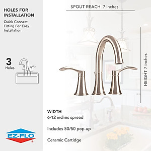 EZ-FLO Bathroom Faucet, Widespread Lavatory Sink Faucet with 2 Handles, Brushed Nickel, 10715