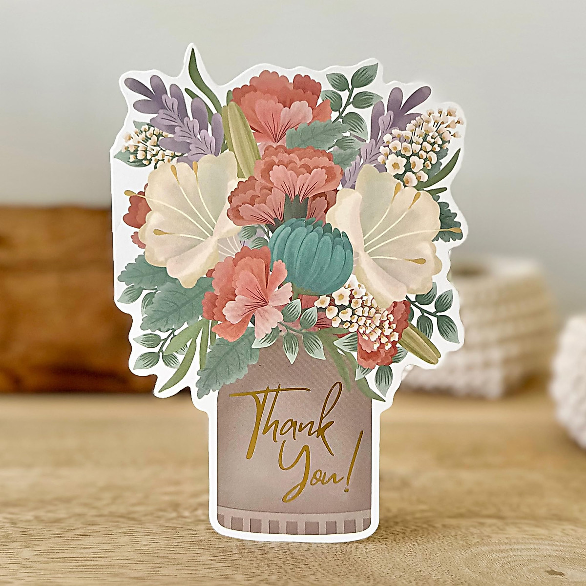 Floral Thank You Cards - 24 Cards With Envelopes - Unique Shape Perfect for Birthdays, Holidays, Weddings, Graduations - 5 x 7 Inches