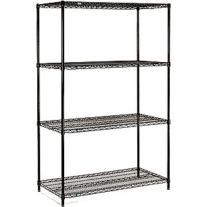 Nexel 18" x 42" x 74", 4 Tier Adjustable Wire Shelving Unit, NSF Listed Commercial Storage Rack, Black Epoxy Finish, leveling feet