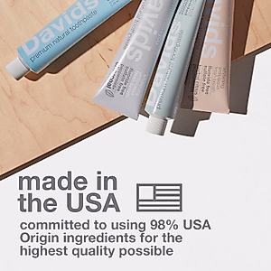 Davids Fluoride Free Toothpaste, Teeth Whitening, Antiplaque, SLS (Sulfate) Free, Promotes Enamel Health, Mouth & Gum Detox, EWG Verified, Natural Peppermint, 5.25oz (3 Pack)