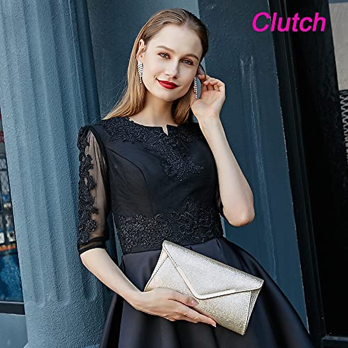 BENCOMOM gold clutch,gold clutch purses for women evening gold purse Shoulder Crossbody Handbags Bridal Prom Wedding Party gold clutch purse