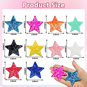 20Pcs Sequin Star Iron on Patches Shiny Stars Patches Embroidery Sequin Patches for Clothes Hats Backpacks Costume