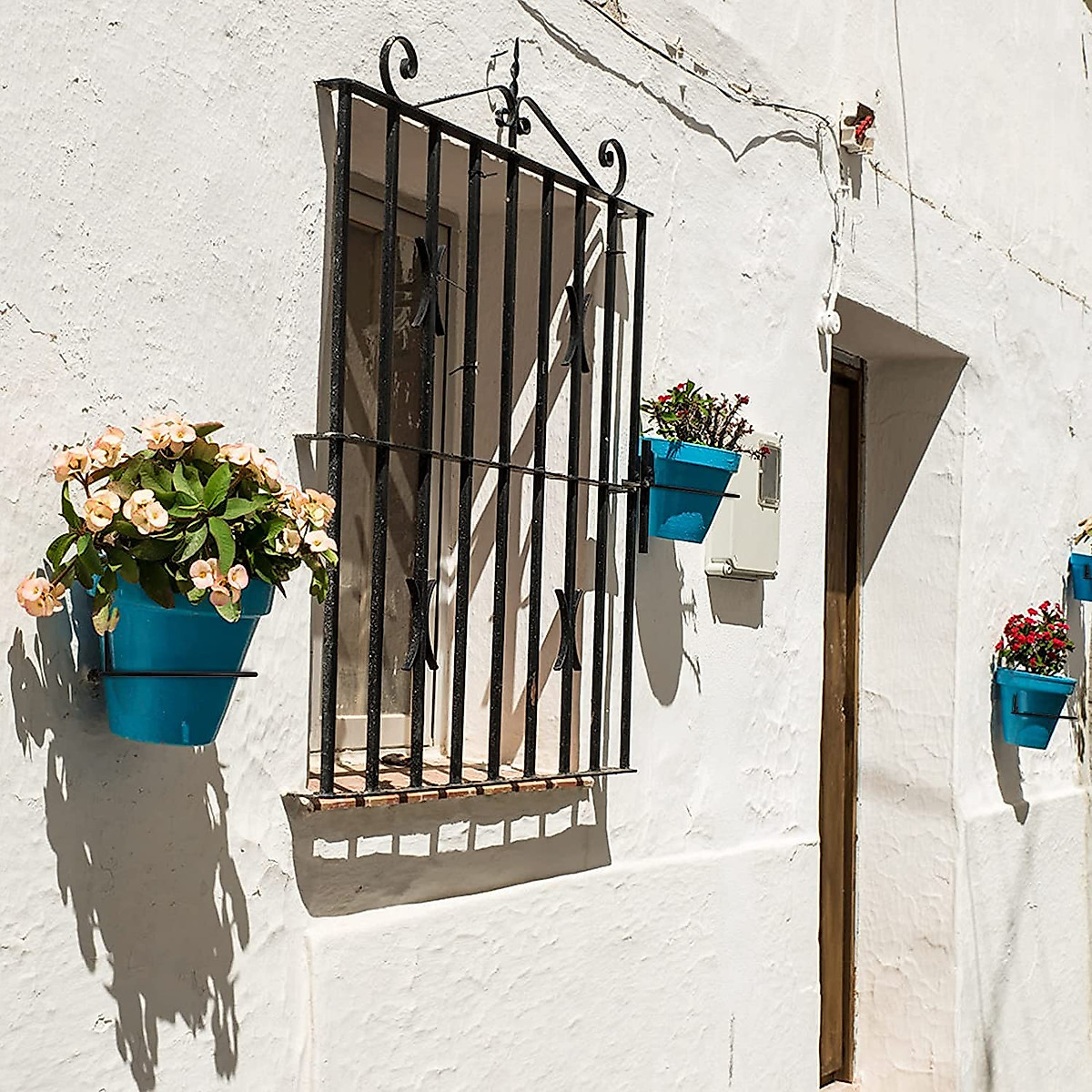 TQVAI 6 inch Flower Pot Holder, Wall Planter Ring Hanger, Wall Mounted Pot Hook Bracket, 6 Pack, Black