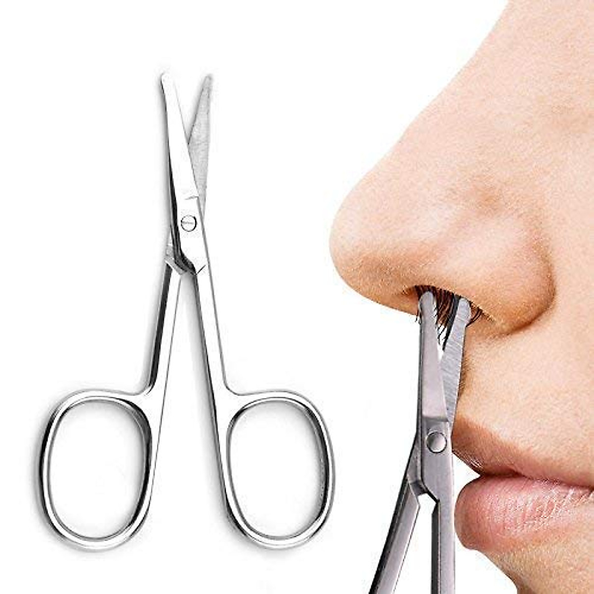 Moustache Trimmer,Eyebrow and Nose Hair Scissors For Men&Woman,Curved and Rounded Facial Hair Scissors - Moustache Scissor, Beard Trimming Scissors Beard Eyebrow Trimmer Scissors Stainless Steel Set A