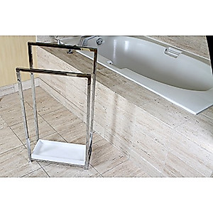 Kingston Brass SCC8261 Pedestal 2-Tier Steel Construction Towel-Rack with Wooden Case, Polished Chrome