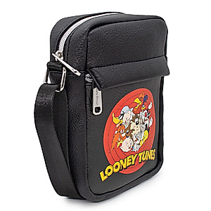 Buckle Down Looney Tunes Bag, Cross Body, with 10 Character Bullseye Logo, Vegan Leather