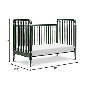 Namesake Liberty 3-in-1 Convertible Spindle Crib with Toddler Bed Conversion Kit in Forest Green, Greenguard Gold Certified (M7101FRGR)