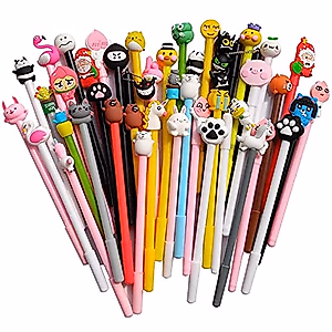 24 pack Black Erasable Pens Kiddie Kawaii Cute Cartoon Gel Ink Pens Assorted Style Writing Pens for Birthday Present School Prize Student Gift Fun Girl Pens (erasable black)