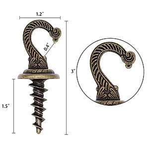 Swag Driller Hooks Heavy Duty Swag Hook Ceiling Hook Wall Hook Indoor Outdoor for Hanging Plants Chandelier etc. (2, Antique Brass)