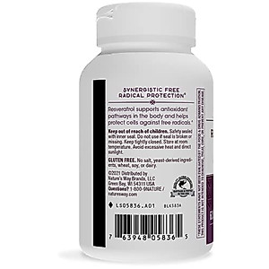 Nature’s Way Resveratrol-Forte, Premium Blend, Free Radical Protection*, 175 mg of Resveratrol per Serving, 60 Softgels
