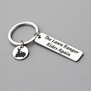 POTIY Lawn Enforcement Gift Mowing the Lawn Jewelry the Lawn Ranger Rides Again Keychain Outdoors Keychain Father's Day Keychain (keychain)