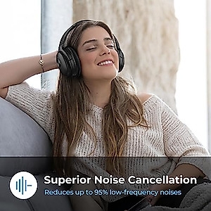 phonicgrid SE7 Hybrid Active Noise Cancelling Headphones Wireless Bluetooth Headphones Noise canceling Wireless Headphones Over Ear, ENC Calls, Deep Bass, Bluetooth 5.2, 30H for Enjoy, Jet Black