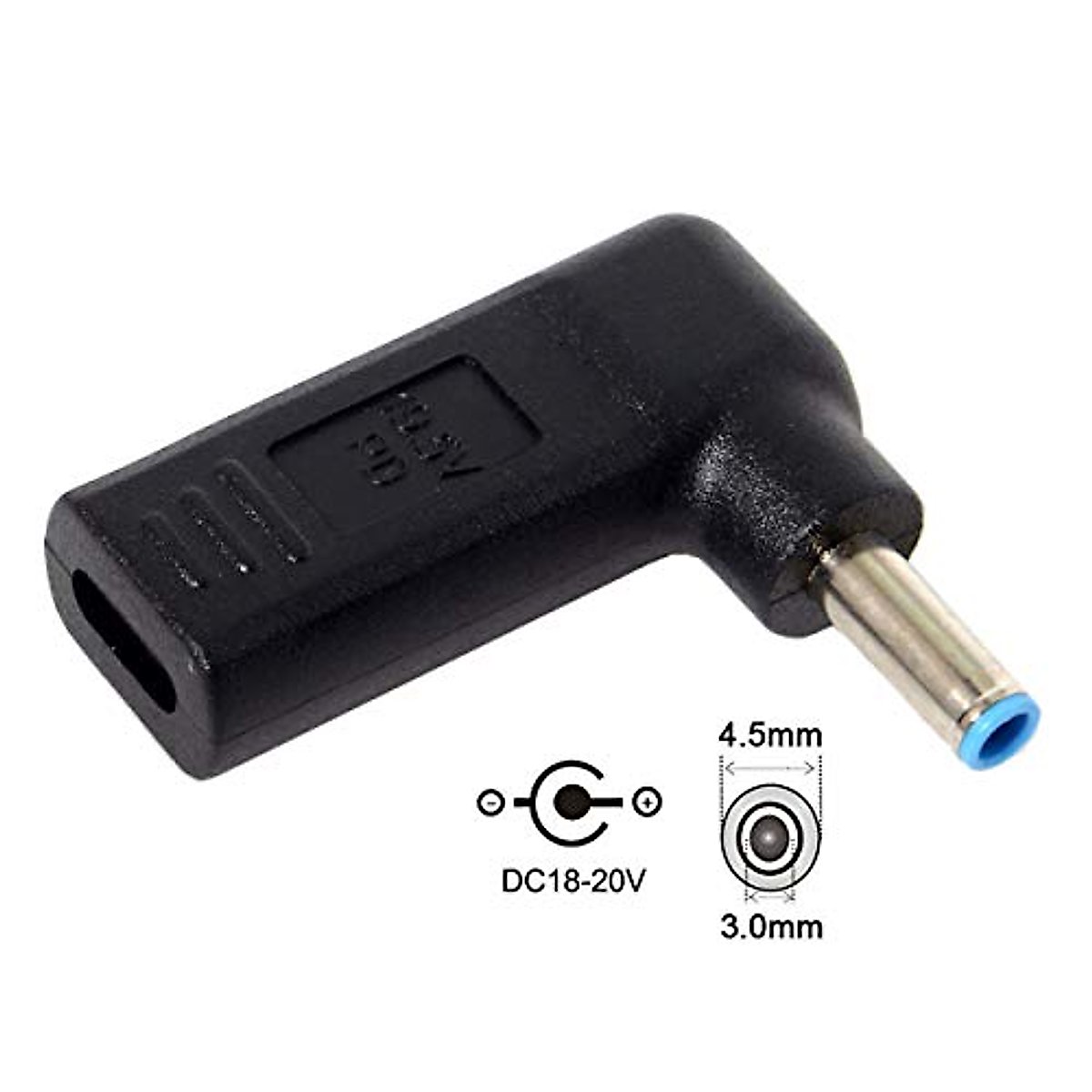 Cablecc USB 3.1 Type C USB-C to DC 4.5x3.0mm Adapter PD Emulator Trigger 90 Degree Angled