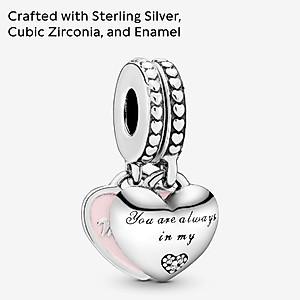 Pandora Jewelry Mother and Daughter Hearts Dangle Cubic Zirconia Charm in Sterling Silver