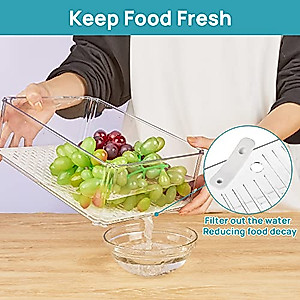 Vtopmart Set of 7 Fridge Organizer, Stackable Fruit Storage Containers for Fridge, Fridge Organizers and Storage Clear with lids, BPA-Free Refrigerator Organizer Bins with Drain Tray for Vegetables, Fruits, Food, Drinks