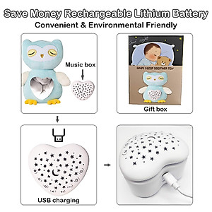 Cry Activated Sensor Toys, Olele Baby Sleep Soothers, Baby Sound Machine Toys, Night Light Soother, Baby Girl & Baby Boy Gifts for Shower & Registry, Baby Nursery Soother for Infant (Owl)