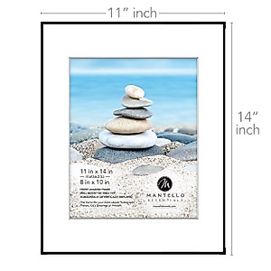 MANTELLO ESSENTIALS Black Picture Frame 11x14-8x10 Matted Space or 11x14 No Mat Space- Pack of 3 Picture Frames 11x14