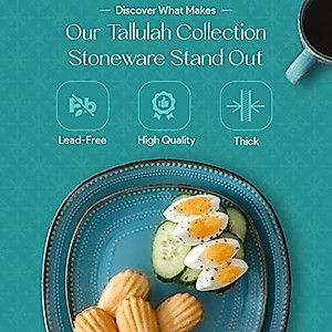 American Atelier Round Dinnerware Set | 16-Piece Stoneware Modern Plates & Bowls Sets | Gift Set Includes Dinner Plates, Salad Plates, Bowls, Mugs - Stoneware Dinnerware Set