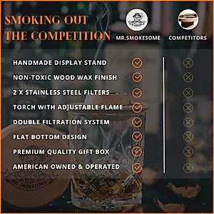 Old Fashioned Cocktail Smoker Kit with Torch & Bar Stand - Whiskey Smoker Kit Gifts for Men - Smoked Cocktail Kit - Drink Smoker for Whiskey & Bourbon Smoker Kit - Drink Smoker Infuser Kit (NO BUTANE)