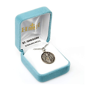 Sterling Silver St. Gregory Medal With 20" Chain Necklace