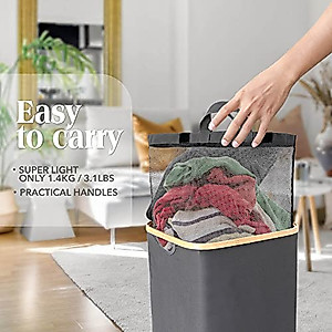 Laundry Basket with Lid, Laundry Hamper with Removable Bag 100L Large Foldable Laundry Basket Dirty Clothes Hamper, Portable Clothes Hamper for Travel, Dorm Room, Bathroom, Bedroom, Grey