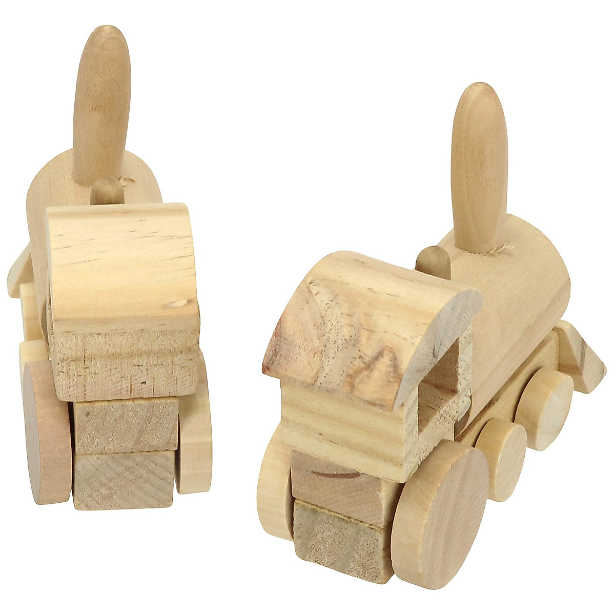 Iconikal Unfinished Wood Craft Steam Train Engine, 2-Pack