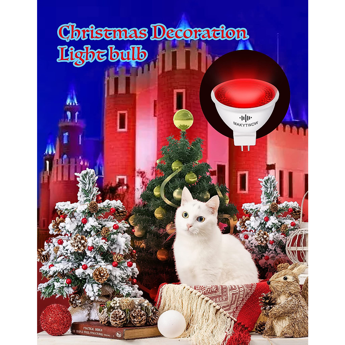 MAKYTWOW MR16 LED Light Bulb, Purple, Gu5.3 Bi-pin Base LED Spotlights 12V LED Light for Outdoor Landscape Track Lighting, 4W=50W Halogen Equivalent, 6Pack