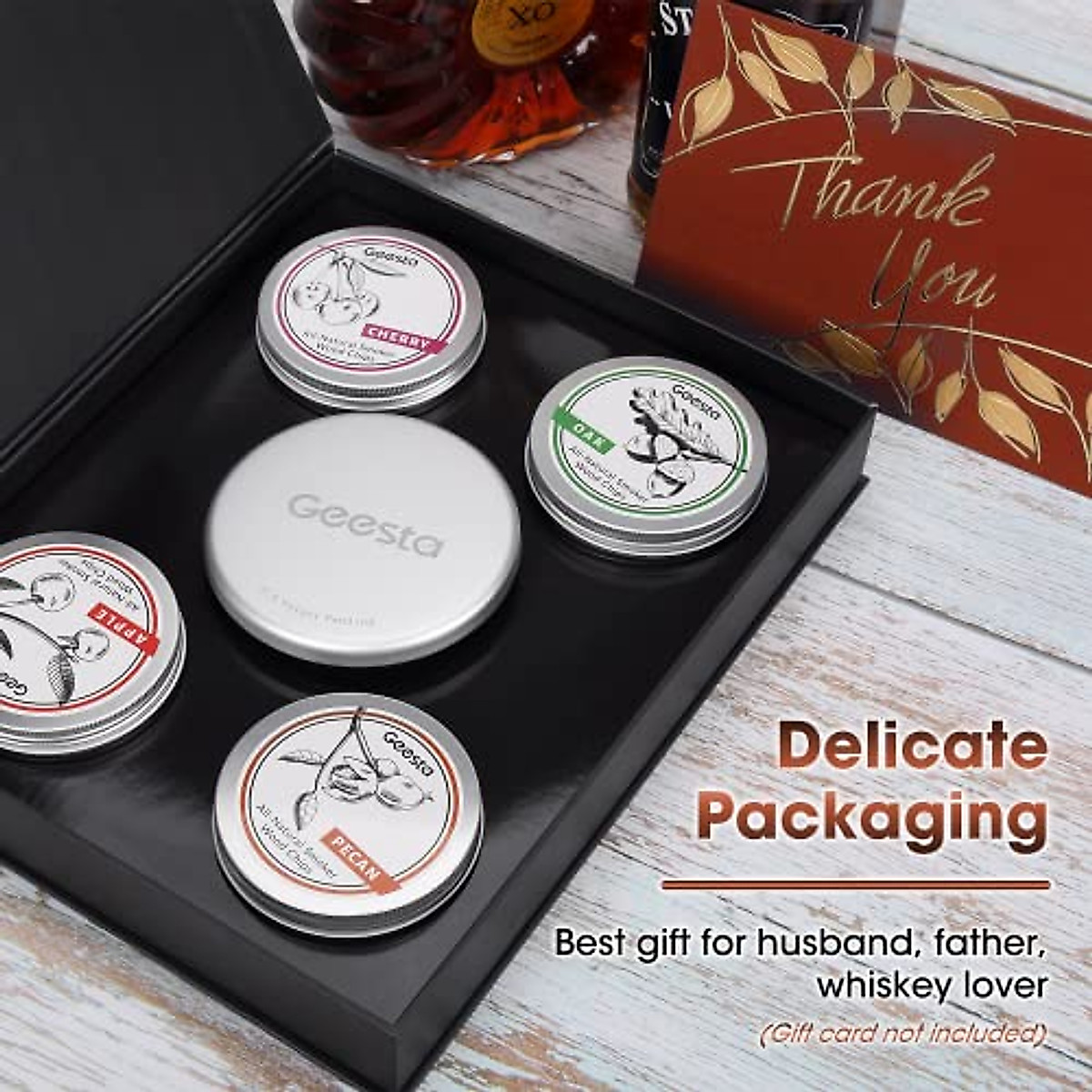 Premium Cocktail Smoker Kit for Whiskey, Bourbon and Old Fashioned Drinks, Smoke Top Whiskey Smoker Kit with 4 Wood Chips, Perfect Whiskey Bourbon Gifts for Men