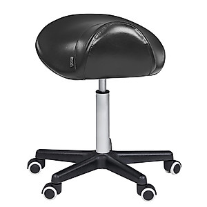 Master Massage Ergonomic Swivel Saddle Rolling Hydraulic Stool in Black
