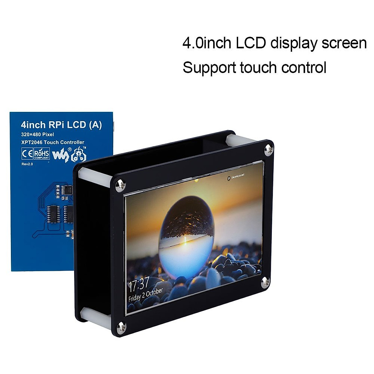 4 Inch TFT , 480x320 Resolution Touch Display with Protective Acrylic Case , SPI interface Designed for Raspberry Pi A , B , B and Raspberry Pi 2 , 3 & Raspbian