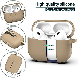 R-fun AirPods Pro 2nd/1st Generation Case Cover with Cleaning kit and 4 Pairs Replacement Ear Tips(XS/S/M/L), Full Protective Silicone for Apple AirPods Pro 2023/2022/2019 Charging Case - Milk Tea