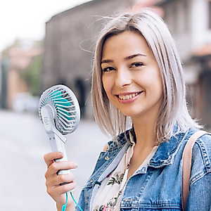 VersionTECH. Handheld Fan, Small Portable Personal Mini Desk Table Folding Fan with USB Rechargeable Battery Operated Electric Fan for Office Outdoor Sport Household Traveling Camping (white)