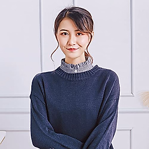 HALITOSS Women's Lovely Multi Style Fake Collar Leisure Dickey Half Shirt Decorative False Collar (900Black, One Size)