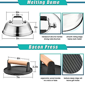 HaSteeL 20Pcs Griddle Accessories, Complete Stainless Steel Griddle Spatula Kit, Perfect for Outdoor Teppanyaki Flat Top Grilling Cooking Camping, Heavy Duty Melting Dome, Metal Spatulas, Burger Press